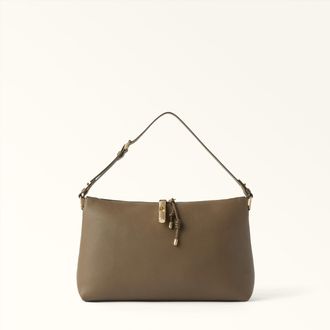Furla Debby Schultertasche M Muddy Gray Hellgrau Night-kalbsleder + Sidney-kalbsleder Damen