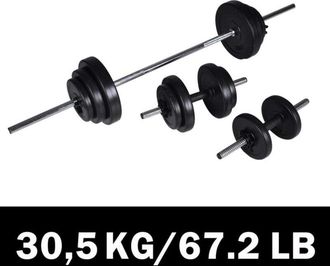 vidaXL Langhantel +2 Kurzhantelset 30,5kg Vidaxl