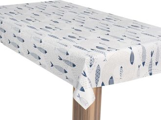 Laro Wachstuch-Tischdecke Wachstischdecke Gartentischdecke Fische Nordsee Blau, Muster:Fische Nordsee Blau, Größe:100x160