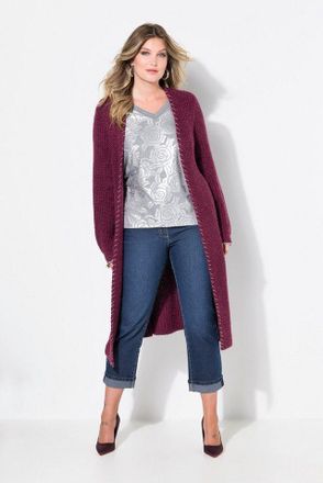 Miamoda Strickjacke Strickjacke extra lang Ausschnitt mit Zierstich