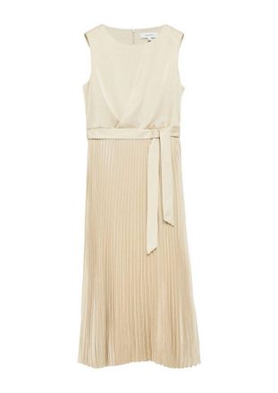 Comma Midikleid Kleid Satinkleid mit Pliss&eacute;e-Rock