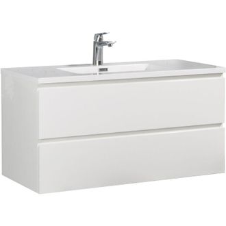 Badplaats Badezimmer Badm&ouml;bel-Set Angela 100cm - Hochglanz Wei&szlig; - Untersch