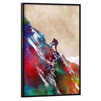 artboxONE Poster mit schwarzem Rahmen 30x20 cm Sport Bergsport Kunst D - Bild Bergsteiger Bergsteigen Bergsteiger