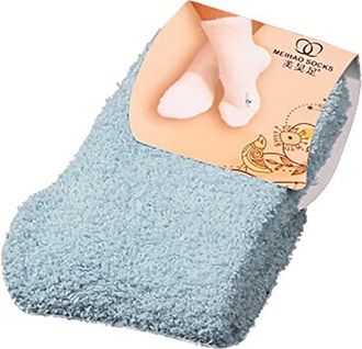 Generic Pantoufles dhiver moelleuses pour femme, polaire corail douce en microfibre chaude, confortable pour dormir, bleu, Taille unique