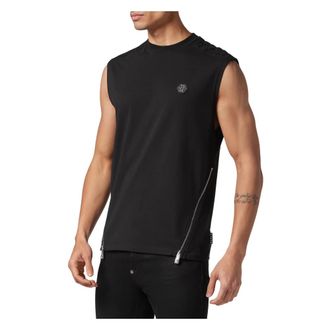 Philipp Plein Homme, Tops, Noir, Taille: 2XL Sleeveless Top Snake