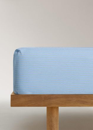 Mango Drap-housse enfant percale rayures chemise Lit 90 cm bleu - Home - Lit 90 cm - MANGO HOME
