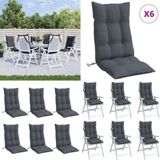 vidaXL Hochlehner-Auflagen 6 Stk. Anthrazit Oxford-Gewebe - Hochlehner Auflagen - Gartenstuhlkissen - Oxford Stoff - Wasserabweisend - Anthrazit - Home &