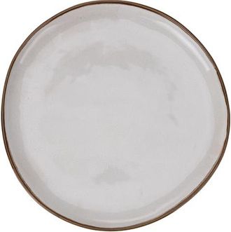 Villa D'Este Home Tivoli The Market G Speiseteller aus Steinzeug, elfenbeinfarben, brauner Rand, 6 St&uuml;ck
