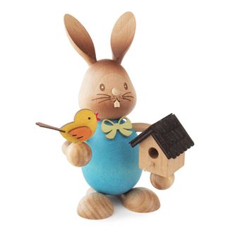 Rudolphs Schatzkiste Osterfigur Stupsi mit Vogelhaus bunt H&ouml;he 12cm NEU Osterhase Osterfigur Vogelgehege Hoppel Meister Lampe Osterdeko Osterhasenfigur Ostern Korb Osterei