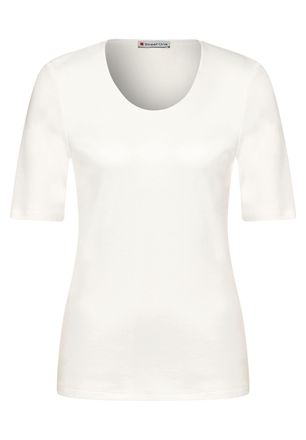 Street One Damen A317665 Basic Kurzarmshirt, Off White, 38