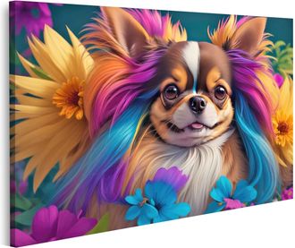 Islandburner Bild auf Leinwand Bunte Blume Offizielle Kunst Chihuahua Hund Bilder Wandbilder Poster JDTY-1P