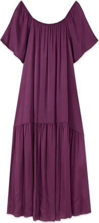 Oltre Femme, Robes, Violet, Taille: 44 FR Longue robe satin&eacute;e &eacute;paules d&eacute;nud&eacute;es