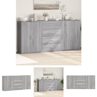 vidaXL The Living Store Sideboards 3 Stk. Grau Sonoma 60x31x84 cm Holzwerkstoff - Sideboards