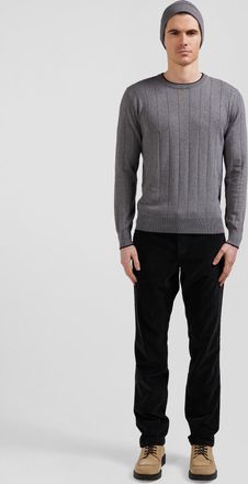 Eden Park Pull Col Rond En Coton Et Cachemire Gris Coupe Regular