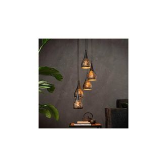 M&S Collection M&s - Suspension 5 lampes forme gouttes 15 cm en m&eacute;tal noir et bronze - amp