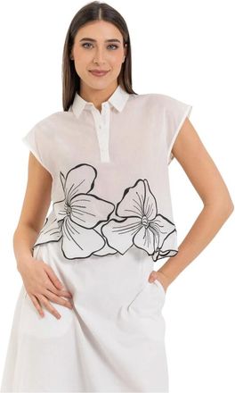 Kocca Femme, Blouses et Chemises, Blanc, Taille: 36 FR Blouse en coton &agrave; imprim&eacute; floral