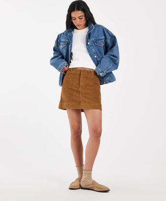 Lee mini-jupe en suedette marron