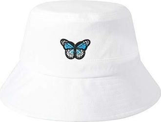 ZLYC Chapeau bob brodé Tendance Unisexe à Bord Court pour Hommes, Femmes, Adolescents, Papillon Blanc Pur, Taille Unique