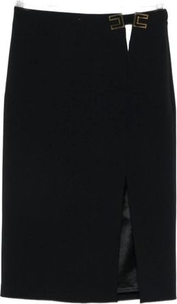 Elisabetta Franchi Femme, Jupes, Noir, Taille: 42 FR High-Waisted Pleated Midi Skirt