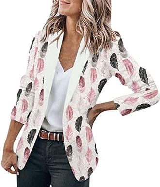 Generic Vestes pour femmes 2026 Costume d&eacute;contract&eacute; ouvert sur le devant Veste de travail, rose, M