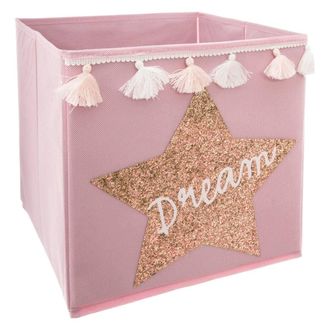 Atmosphera Atmosphera - Kinder-Aufbewahrungsbox Dream - Pailletten und Pompons - Hell-Pink