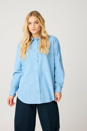 Knowledge Cotton Apparel Damen vegan Hemd Vega Relaxed Aus Cord Gletschersee Blau