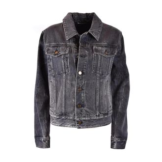 Saint Laurent Klassischer Baumwollblazer mit Knopfleiste und Fronttaschen - - Jackets - Damen - Grau - XS