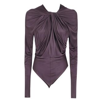 Balmain Body en jersey de viscose &agrave; d&eacute;tail torsad&eacute; - Femme - Tops - Brun - Taille: 38 FR
