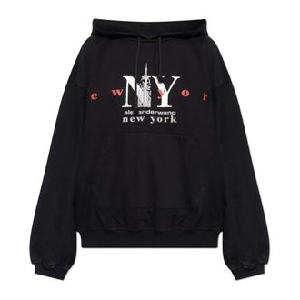 Alexander Wang Femme, Sweatshirts et sweats &agrave; capuche, Noir, Taille: 36 FR Sweat &agrave; capuche imprim&eacute;