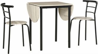HOMCOM Homcom - Ensemble table à manger 3 pièces avec 2 chaises style industriel - table extensible - acier mdf aspect chêne clair