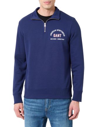 GANT Herren Printed Graphic Half Zip Sweatshirt, Persian Blue, M