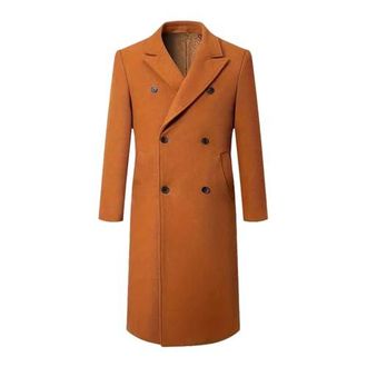 Generic Manteau Homme Hiver Long,Mens Anoraks - Trench-Coat &agrave; Double boutonnage pour hommes manteau long pardessus coupe-vent &eacute;l&eacute;gant et durable (Brown, XL)