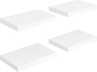 Generic Schwebendes Wandregal, 4 St&uuml;ck, MDF, Hochglanz-Wei&szlig;, Schwebendes Regal, 23/40/50/60/80/90/120 cm, Wandregal f&uuml;r Wohnzimmer/Arbeitszimmer/Bad/K&uuml;che (40