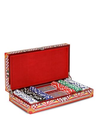 Dolce & Gabbana Dekoriertes Poker-Set (39,7cm x 20cm) - Blau