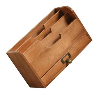 BESTONZON Holz Aufbewahrungsregal mit Mehrkammerstruktur Schreibtischständer für Dokumente und Kleinigkeiten Dekorativer Bücherhalter für Büro und Studentenwohn