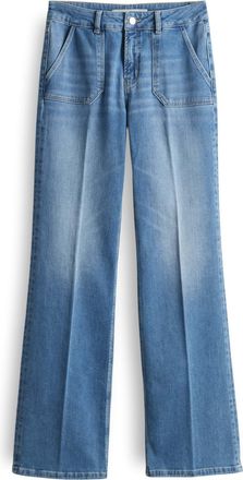 someday Damen Flared | Long Flared Denim Carie Utility aus nachhaltigem Baumwoll Mix mid Ocean Blue, 34