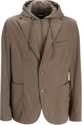 HUGO BOSS Homme, Vestes, Brun, Taille: XL P-Hanry Slim Fit Stretch Hooded Jacket