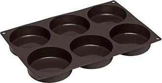 Lurch 85086 FlexiForm Burger Buns / Backform aus Silikon für 8,5 cm Pattys, 6-Fach, Braun