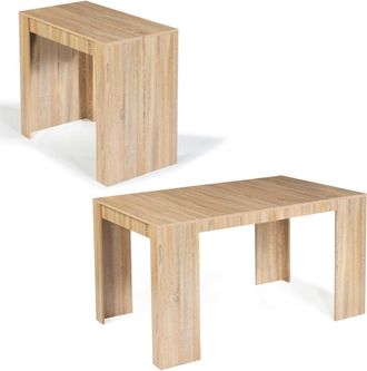 IDMarket Konsolentisch, ausziehbar, Orlando für 6 Personen, 140 cm, Holzoptik Buche