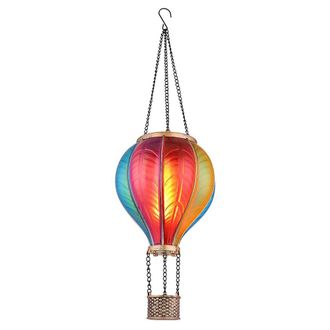 Globo Lighting Solarlampe H&auml;ngeleuchte Au&szlig;enlampe Hei&szlig;luftballon bunt Feuereffekt Gartendeko Balkonlampe, 20x 0,5W 1600K warmwei&szlig;, DxH 14 x 46,5 cm