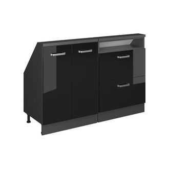 Vicco Ensembles de Meuble de Rangement sous Pente Rion, Noir Brillant/Anthracite, Lot de 2