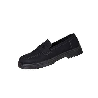 Generic Chaussures de marche à enfiler pour femme - Large largeur - Bout rond - Couleur unie - Classique - Plat - Talon bas - Confortables - Décontractées - C