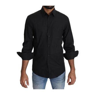 Dolce & Gabbana Homme, Chemises, Noir, Taille: S Classic Fit Long Sleeve Shirt