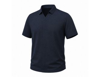 AlltheMen Poloshirt Herren Waffelstruktur Poloshirt mit V-Ausschnitt Reverskragen Kurzarm
