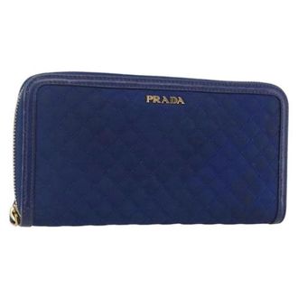 Prada Portefeuille en cuir vintage doccasion - Femme - Pre-owned - Bleu - Taille: ONE Size