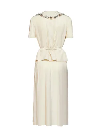 Prada Womens Midi Dress Ivory Silk