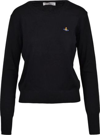 Vivienne Westwood Femme, Pulls, Noir, Taille: 38 FR Pull Col Rond Coton Cachemire