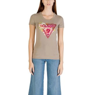 Guess Femme, Tops, Gris, Taille: 34 FR Triangle Logo Beads T-Shirt
