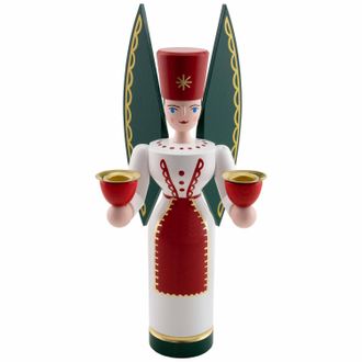 Seiffener Volkskunst Schalling | Lichterfiguren Erzgebirgsfiguren | Erzgebirgskunst Weihnachtsfiguren | Engel farbig 21 cm