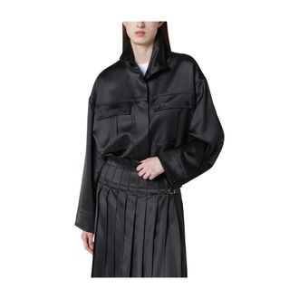 Durazzi Milano Gl&auml;nzende Viskose Hemdjacke - - Jackets - Damen - Schwarzk - S